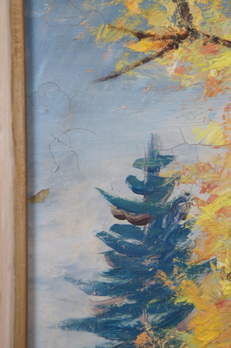 Vintage Modena Mountain Lake Trees Autumn Landscape Oil Painting For ...