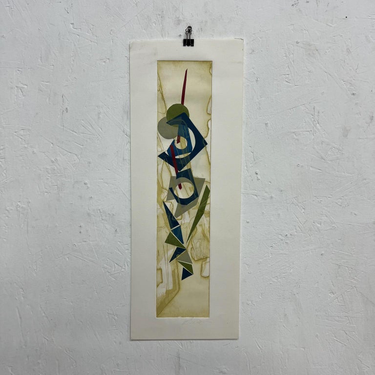 Vintage Modern Abstract Art signed Color Artwork on Paper For Sale at ...