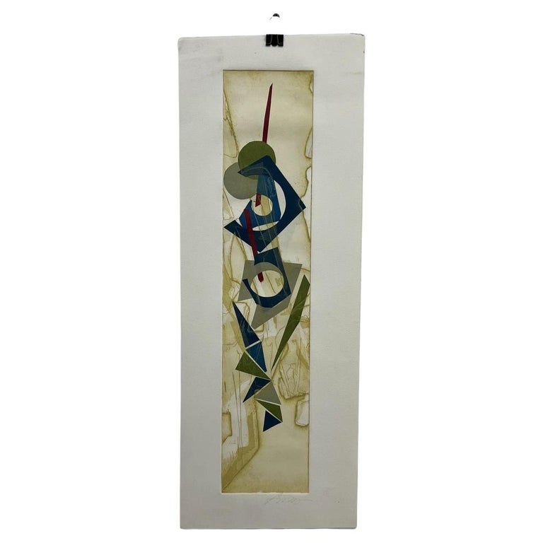 Vintage Modern Abstract Art signed Color Artwork on Paper For Sale at ...