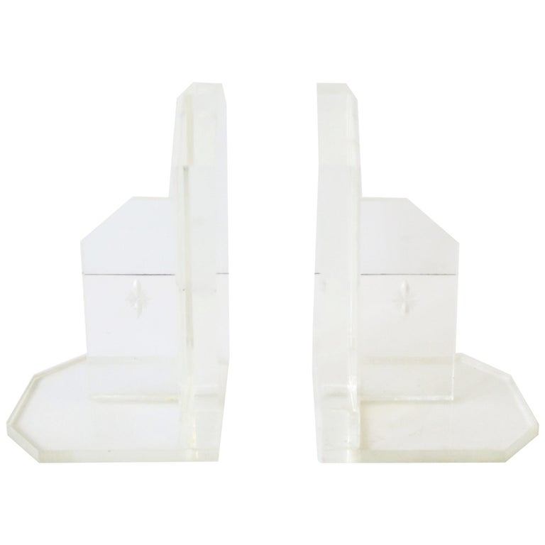 Vintage Modern Acrylic Bookends, Pair For Sale at 1stDibs