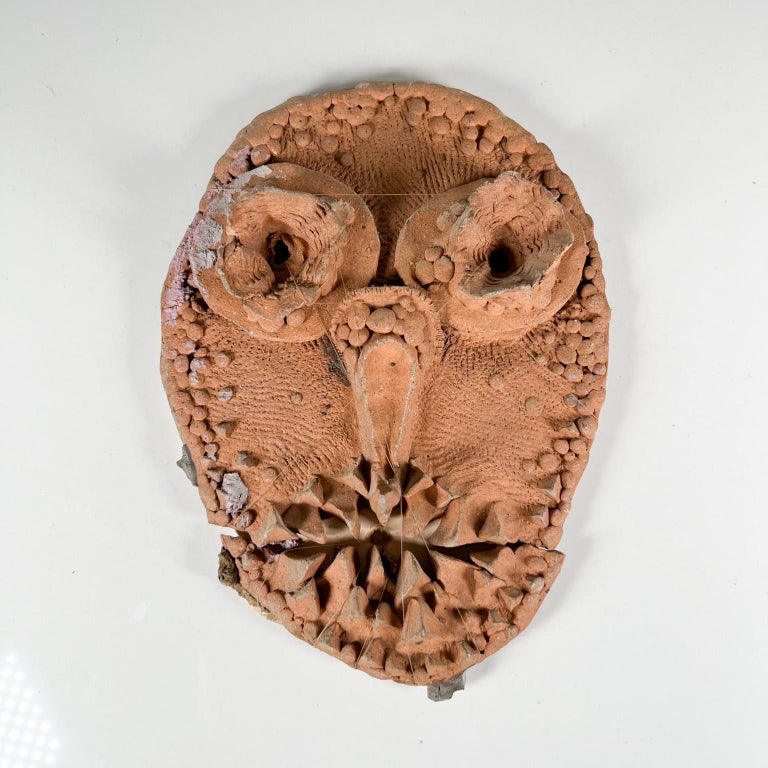 Vintage Modern Art Hand Crafted Pottery Sculpted Old Mask Distressed ...