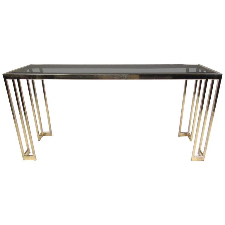 Vintage Modern Brass Finish Console Table For Sale at 1stDibs | brass ...