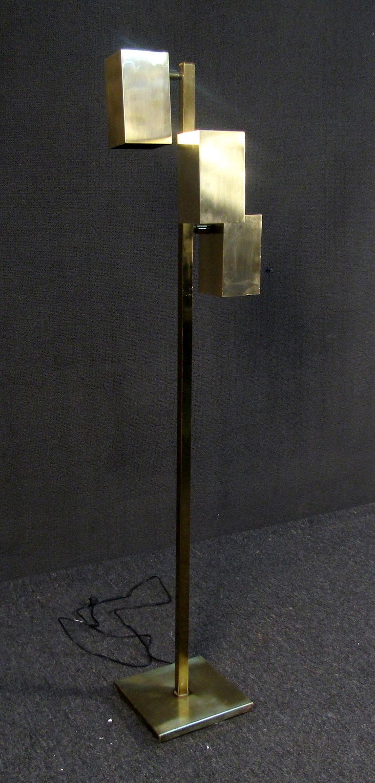 Vintage Modern Brass Floor Lamp For Sale at 1stDibs