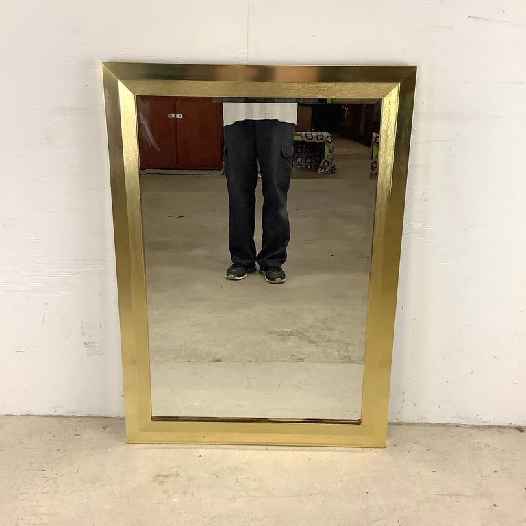 Vintage Modern Brass Frame Mirror For Sale at 1stDibs