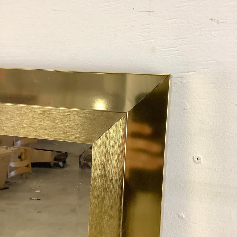 Vintage Modern Brass Frame Mirror For Sale at 1stDibs