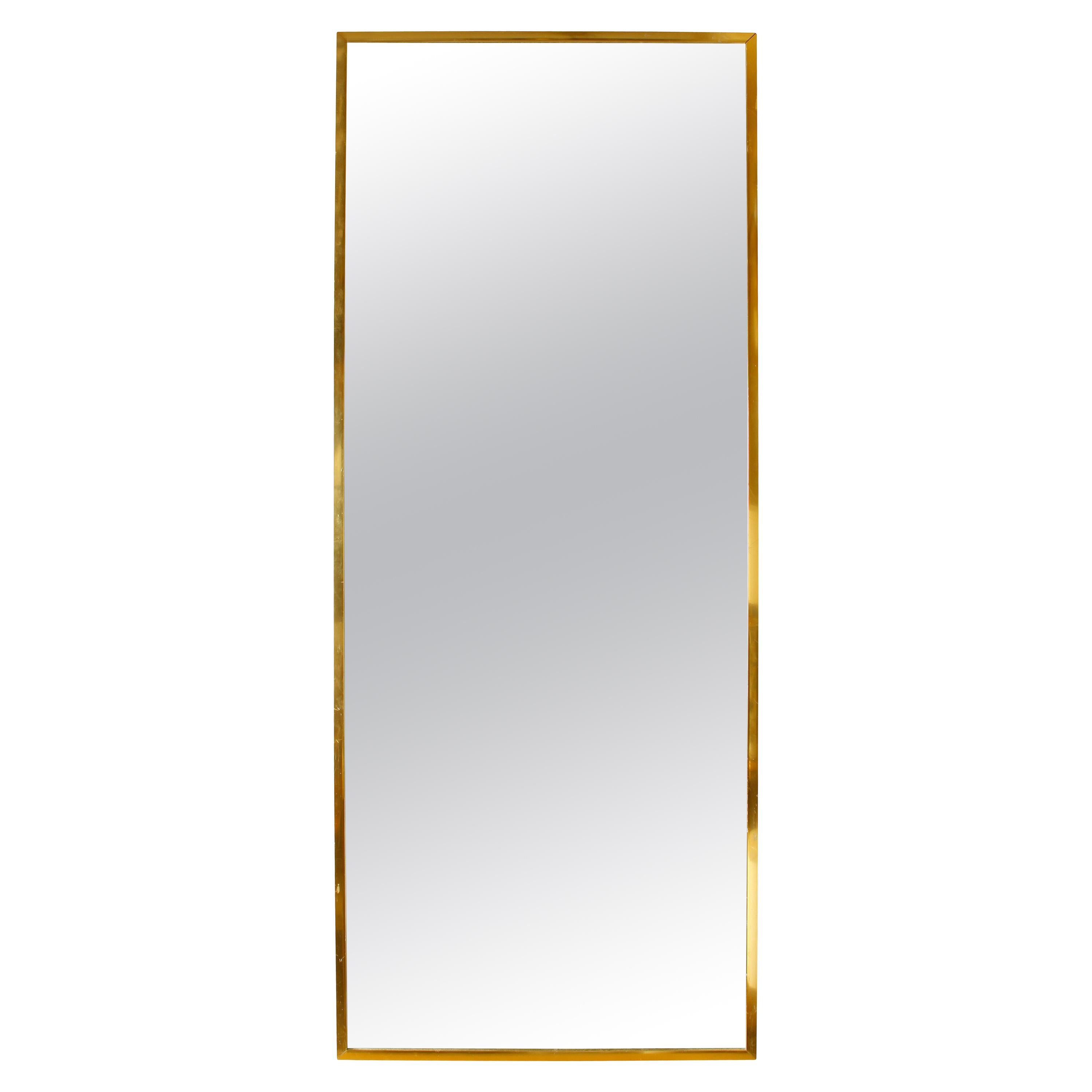 Vintage Modern Brass Rectangular Mirror at 1stDibs