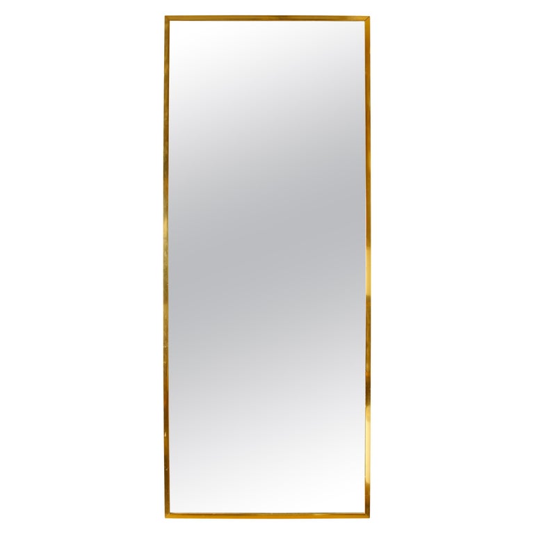Vintage Modern Brass Rectangular Mirror at 1stDibs