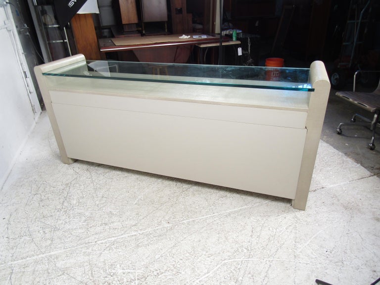 Vintage Modern Buffet Table with Glass Shelf For Sale at 1stDibs ...