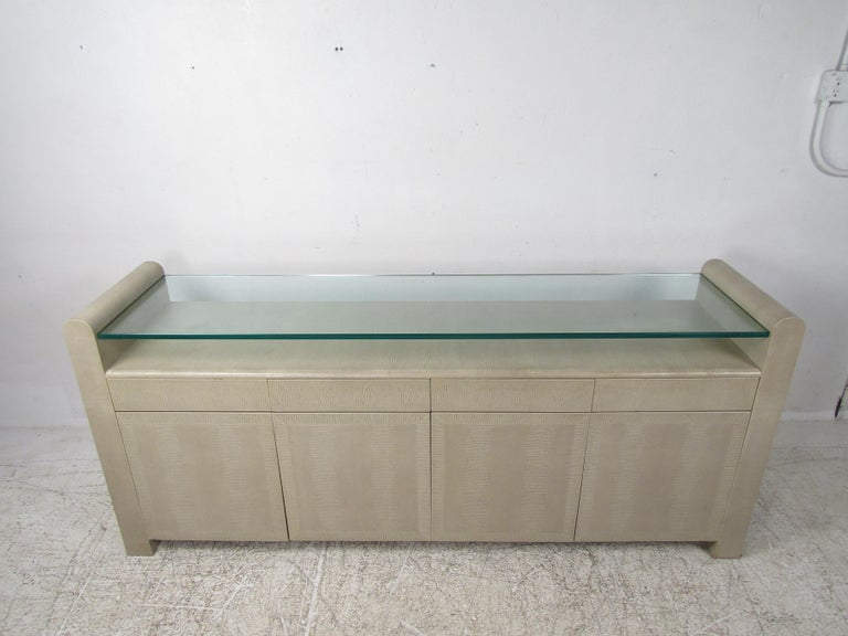 Vintage Modern Buffet Table with Glass Shelf For Sale at 1stDibs ...