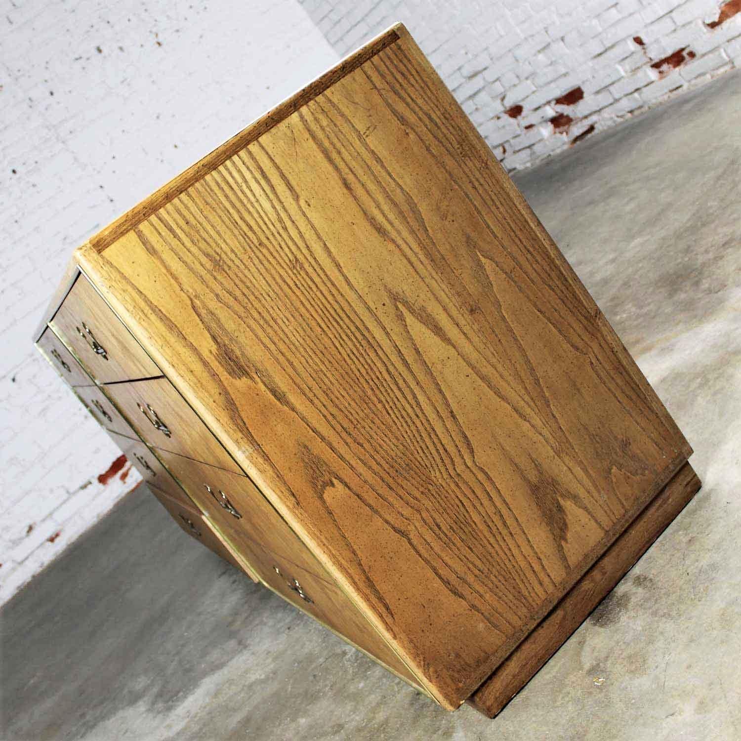 Vintage Modern Campaign Style Eight Drawer Oak Dresser by Founders ...