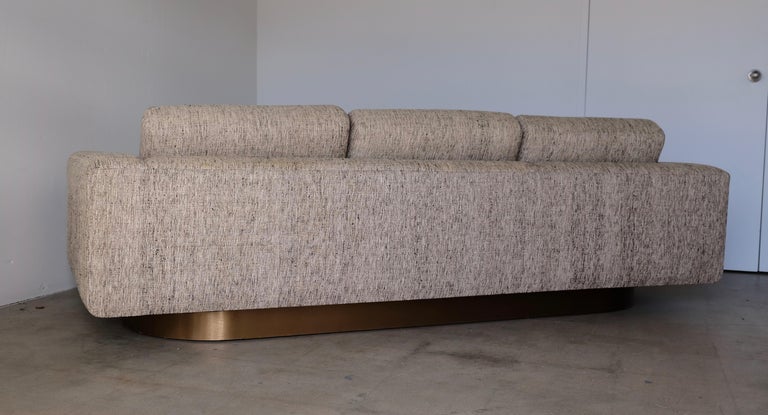 Vintage Modern Custom Sofa Floating on Brushed Brass Plinth Base at 1stDibs
