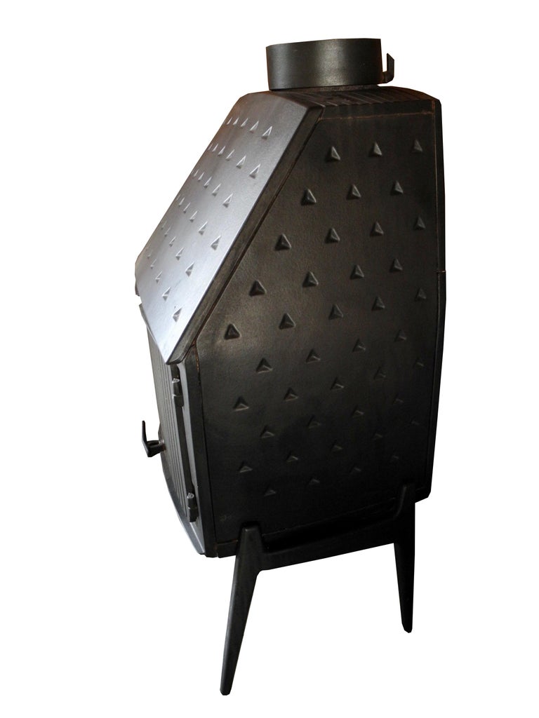 Vintage Modern Danish Black Cast Iron Wood Stove and Fireplace by Morsø ...