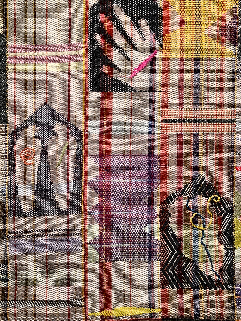 Vintage Modern Design Handwoven Textile Tapestry Wall Art with Figural ...