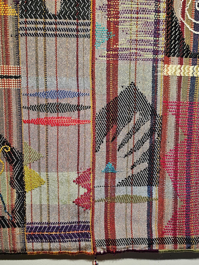 Vintage Modern Design Handwoven Textile Tapestry Wall Art with Figural ...