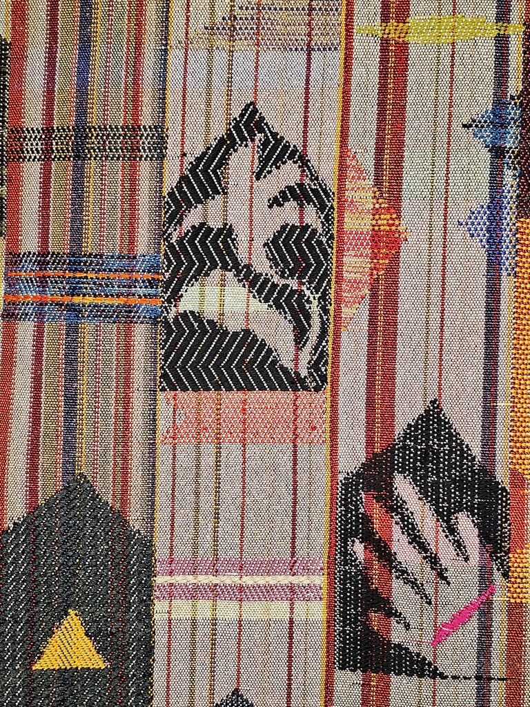 Vintage Modern Design Handwoven Textile Tapestry Wall Art with Figural ...