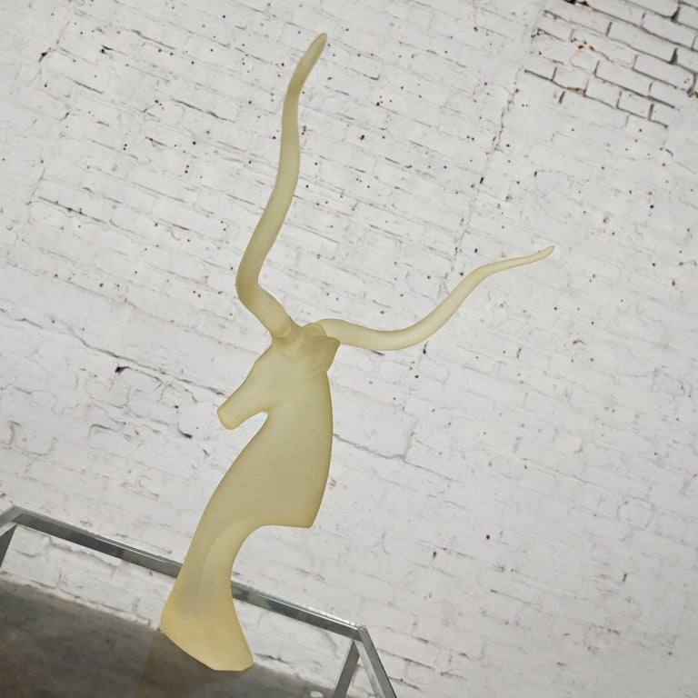 Vintage Modern Frosted Lucite Kudu Sculpture David Fisher for Austin ...