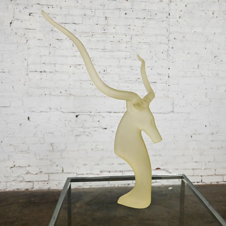 Vintage Modern Frosted Lucite Kudu Sculpture David Fisher for Austin ...