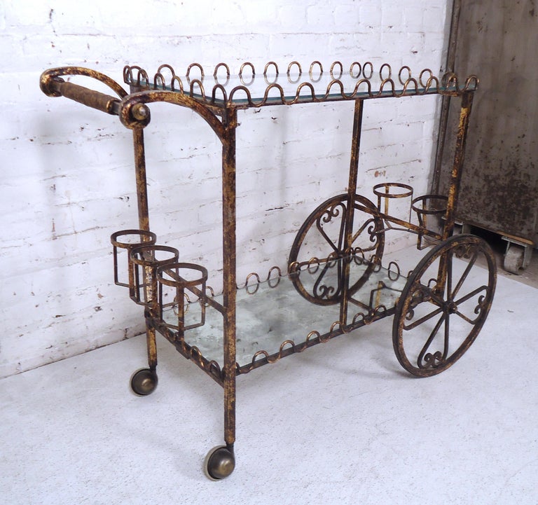 Vintage Modern Iron Bar Cart at 1stDibs