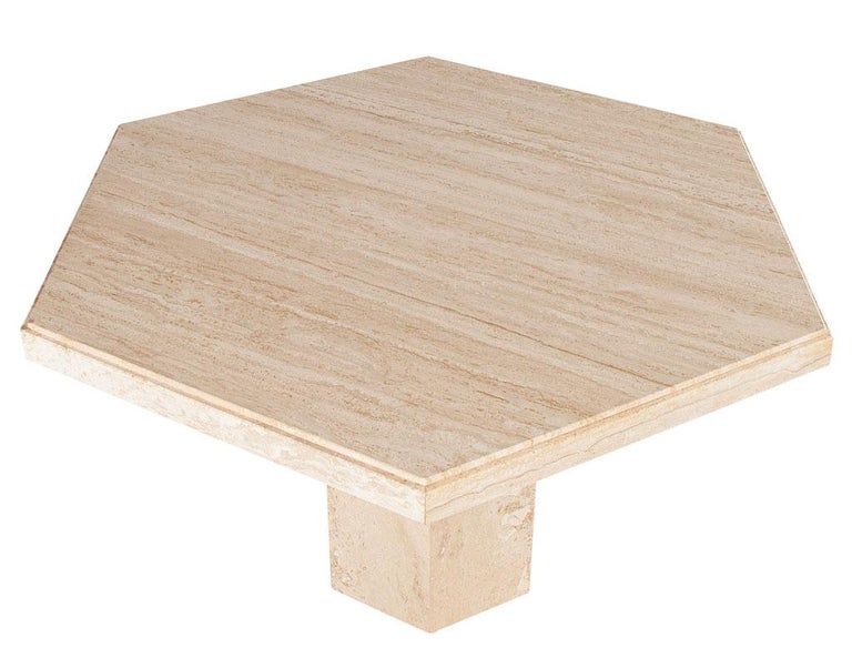 Vintage Modern Italian Hexagon Travertine Dining Centre Table For Sale ...