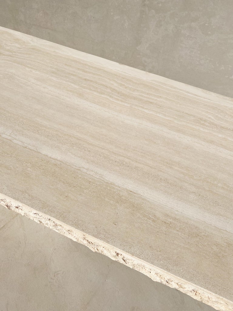 Vintage Modern Italian Travertine Rectangular Live Edge Dining Table at ...