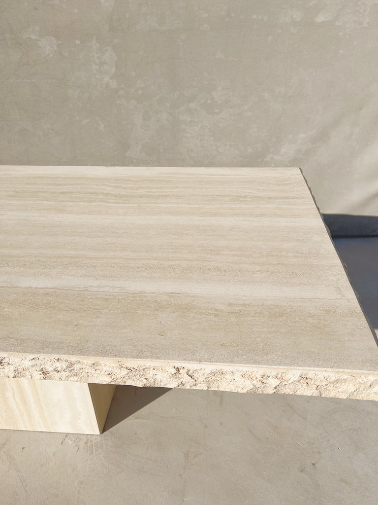 Vintage Modern Italian Travertine Rectangular Live Edge Dining Table at ...