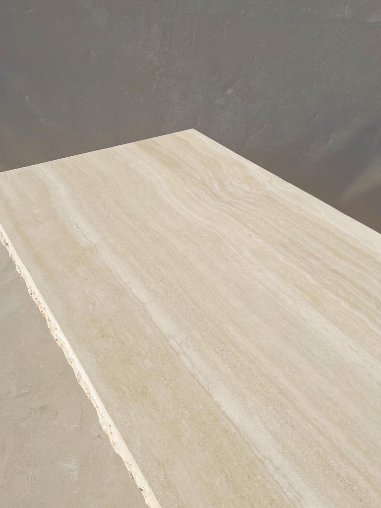 Vintage Modern Italian Travertine Rectangular Live Edge Dining Table at ...