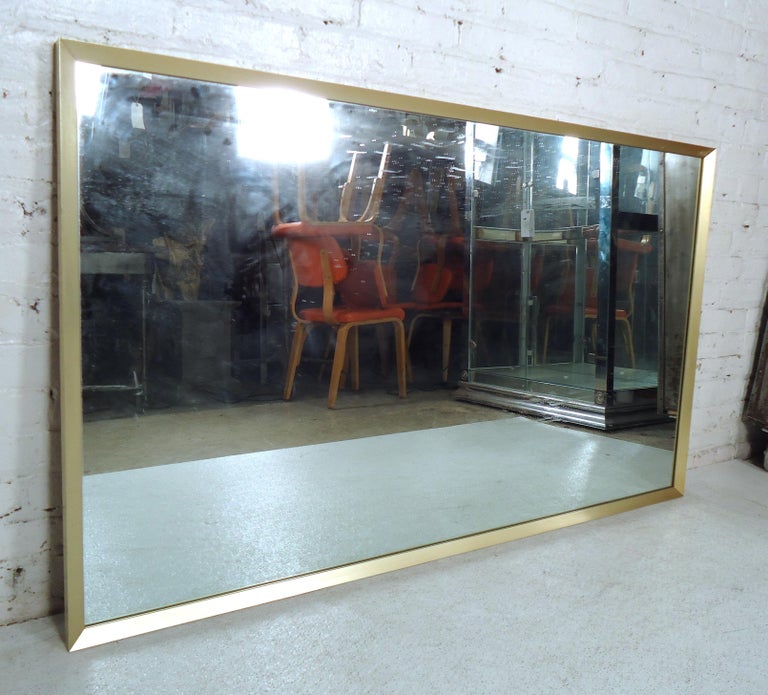 Vintage Modern Large Brass Mirror For Sale at 1stDibs