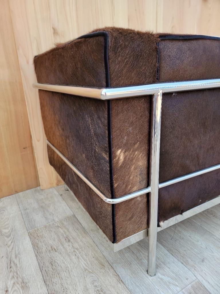 Vintage Modern Le Corbusier Style Chrome Tubular Frame Cube Club Chair ...