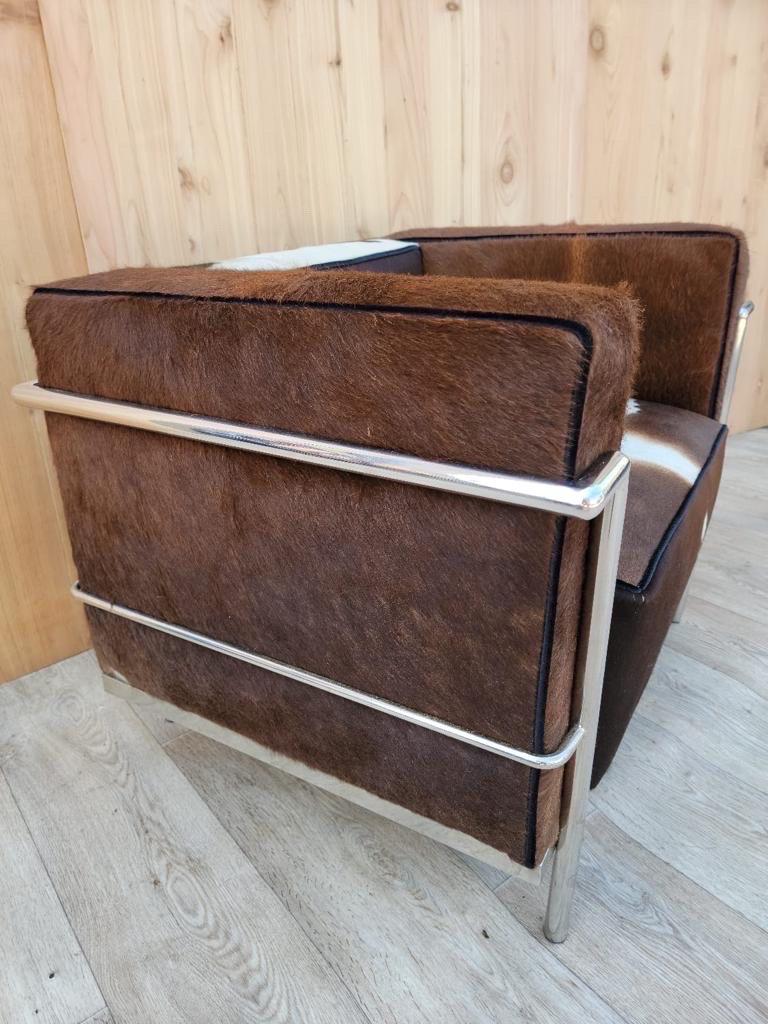 Vintage Modern Le Corbusier Style Chrome Tubular Frame Cube Club Chair ...