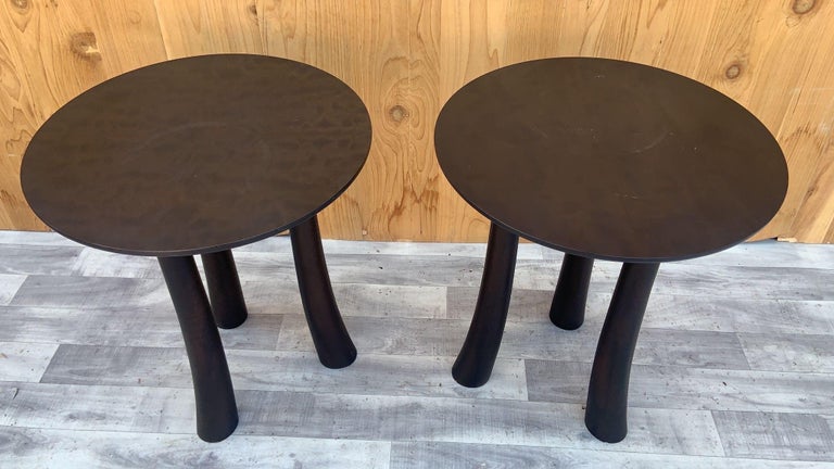 Vintage Modern Minimalist Sculpted 3 Arched Leg Side Table, Pair For ...