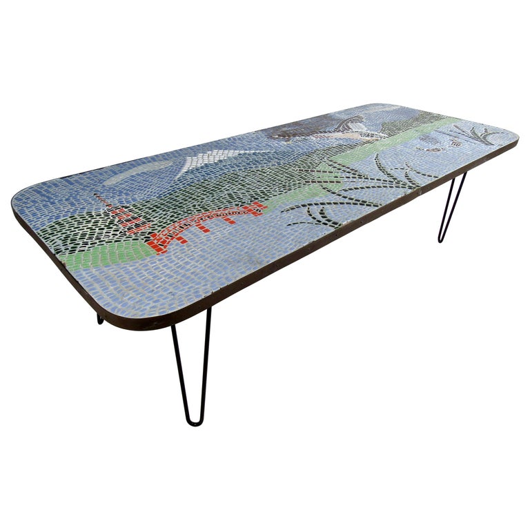Table basse moderne vintage en mosaïque En vente sur 1stDibs
