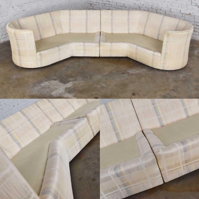 Vintage Modern or Art Deco Revival Two Piece Angled Sectional Sofa by ...