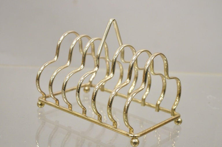 Vintage Modern Regency Style Gold Metal Toast Rack Letter Holder For ...