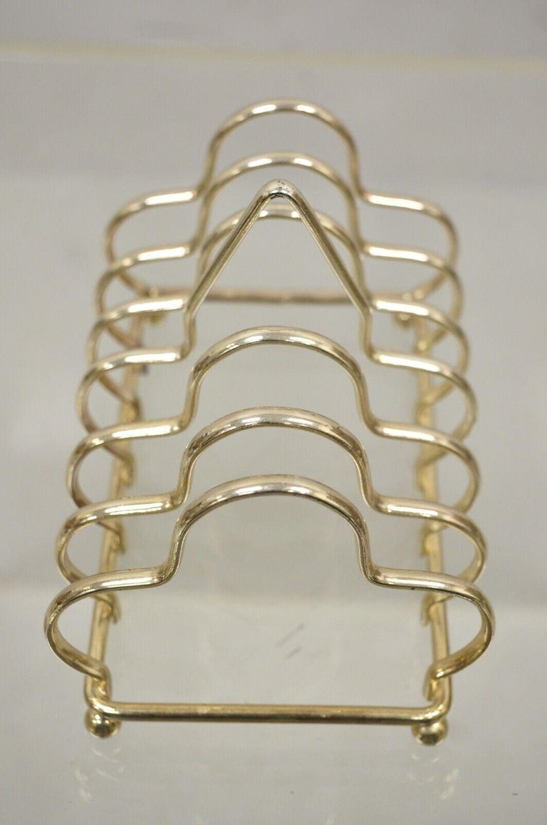 Vintage Modern Regency Style Gold Metal Toast Rack Letter Holder For ...