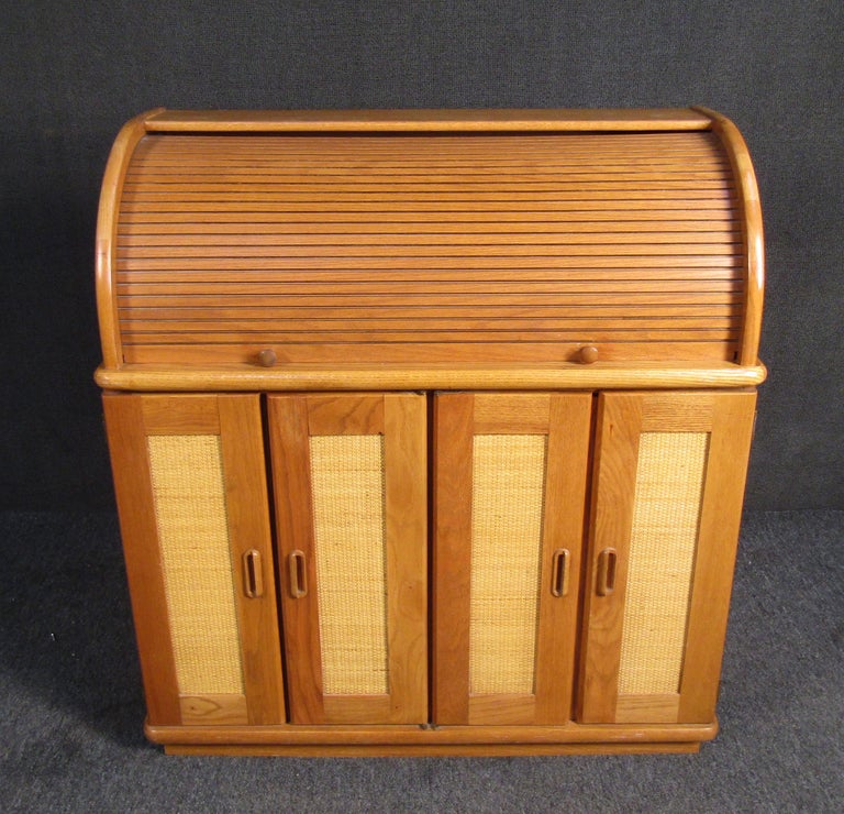 Vintage Modern Roll-Top Bar For Sale at 1stDibs | rolltop cabinet