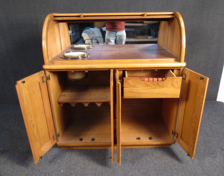 Vintage Modern Roll-Top Bar For Sale at 1stDibs | rolltop cabinet