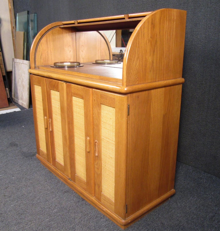 Vintage Modern Roll-Top Bar For Sale at 1stDibs | rolltop cabinet