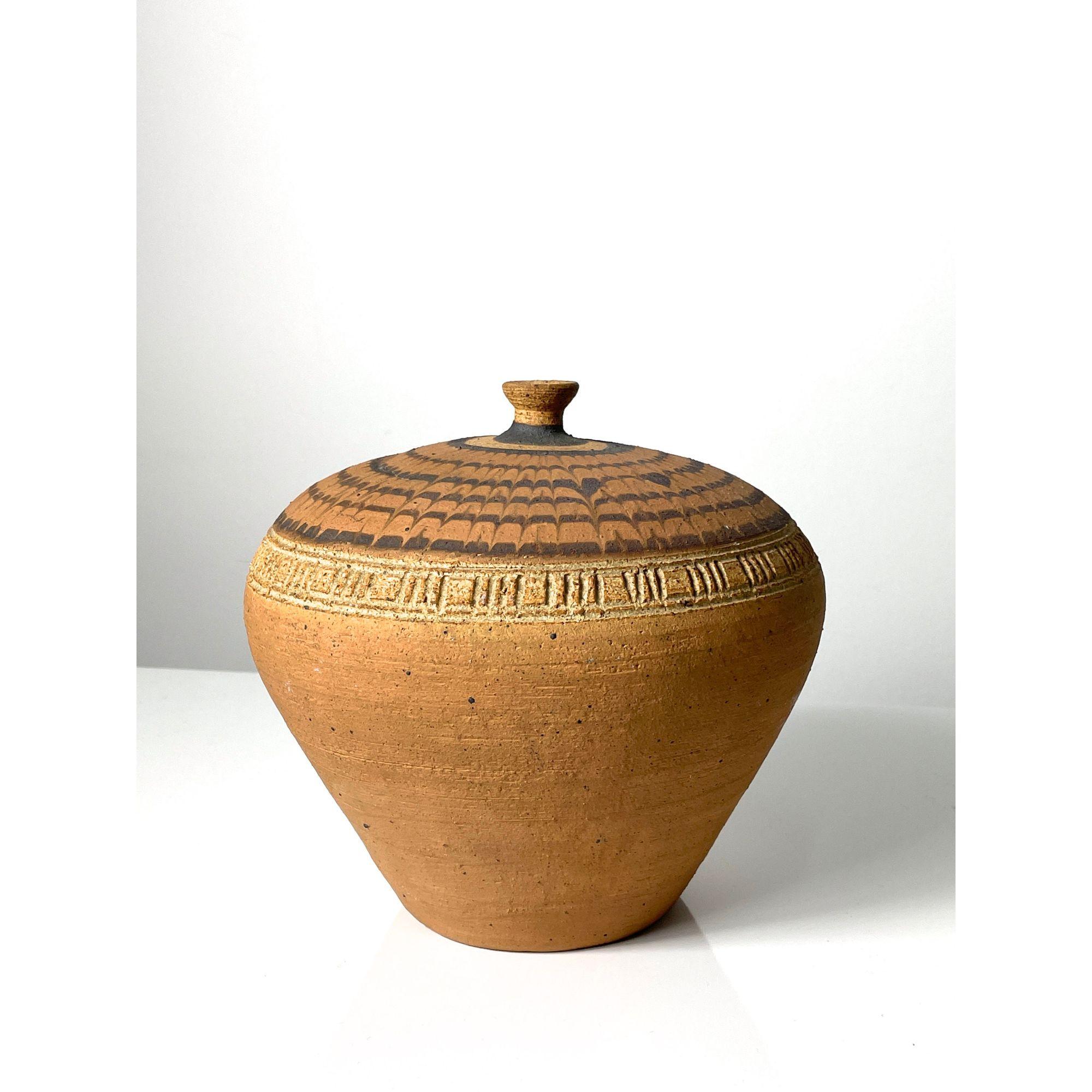 Vintage Modern Signed Studio Pottery Vessel Weed Pot Vase in Stoneware ...