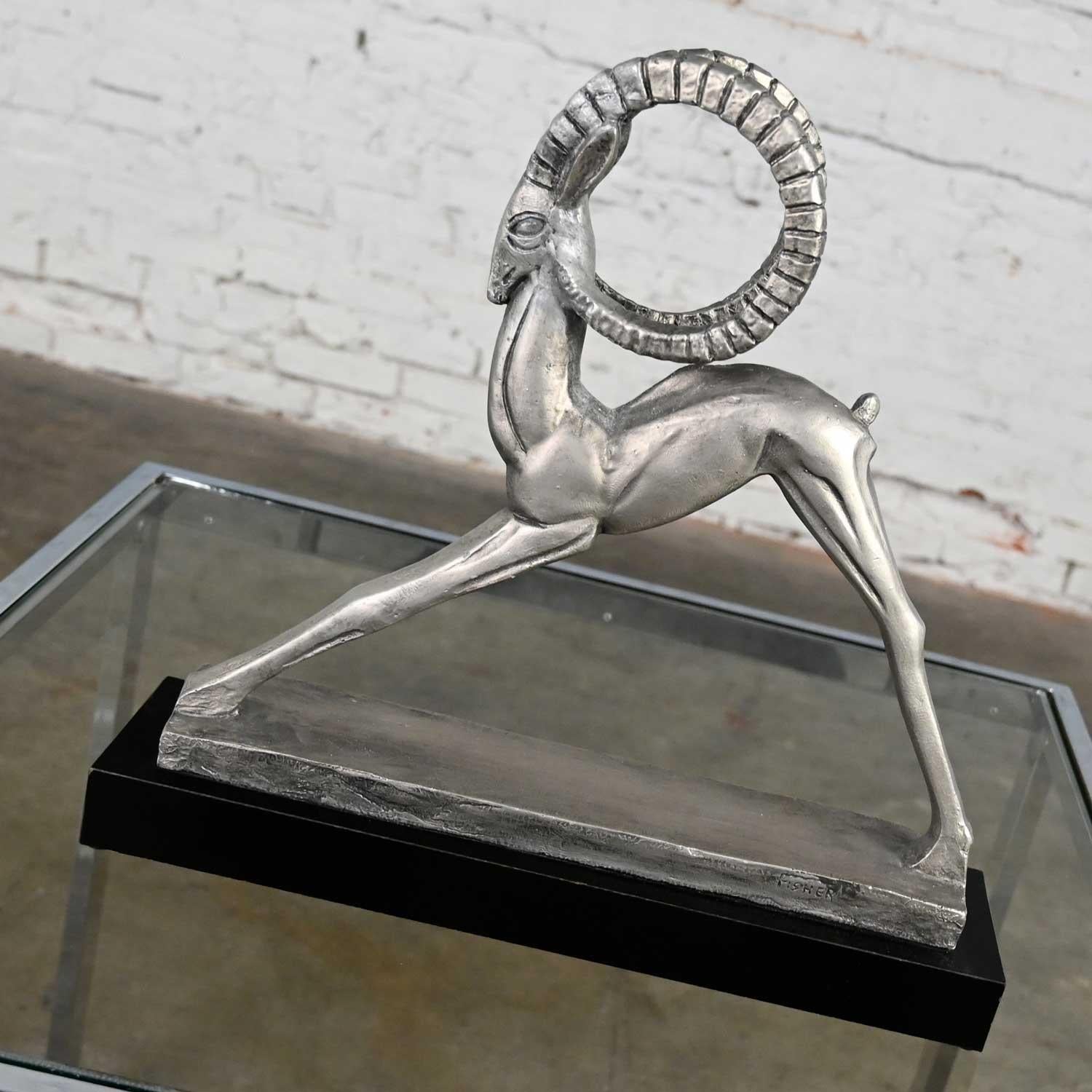 Vintage Modern Silver Painted Ibex Ram by David Fisher for Austin ...