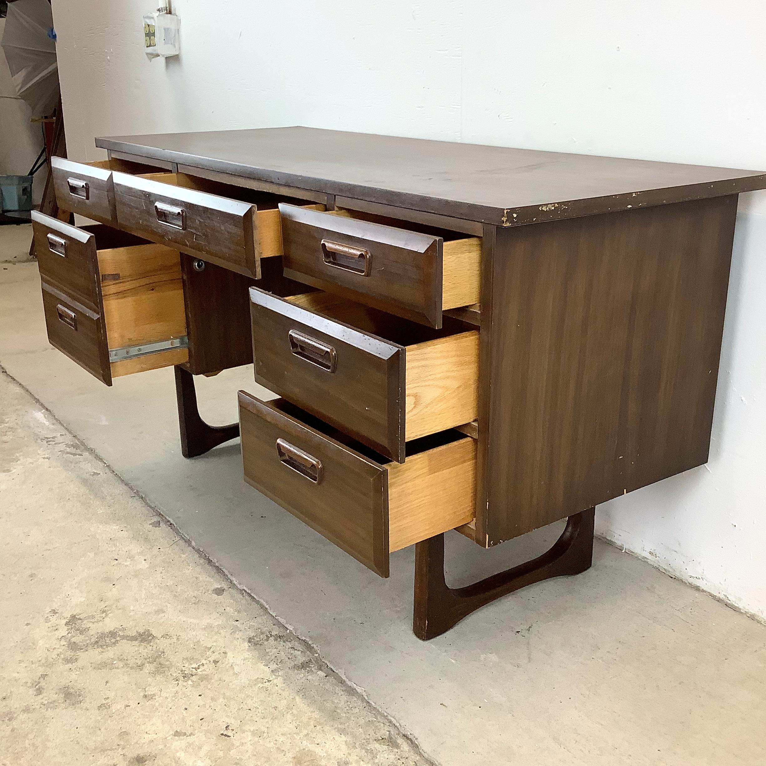 Vintage Modern Sled Leg Writing Desk For Sale at 1stDibs