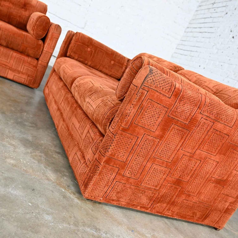 Vintage Modern Tuxedo Style Love Seats Rust Fabric by Pem-Kay Furniture ...