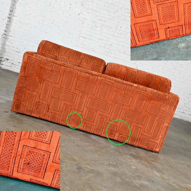 Vintage Modern Tuxedo Style Love Seats Rust Fabric by Pem-Kay Furniture ...