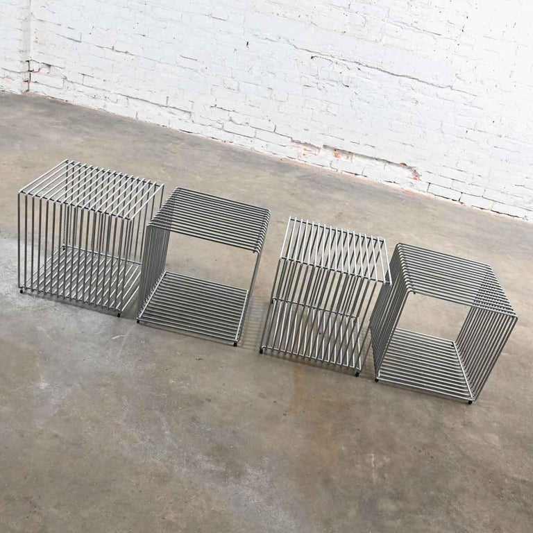 Vintage Modern Verner Panton Pantonova Chrome Wire Cubes Set of 4 For Sale at 1stDibs