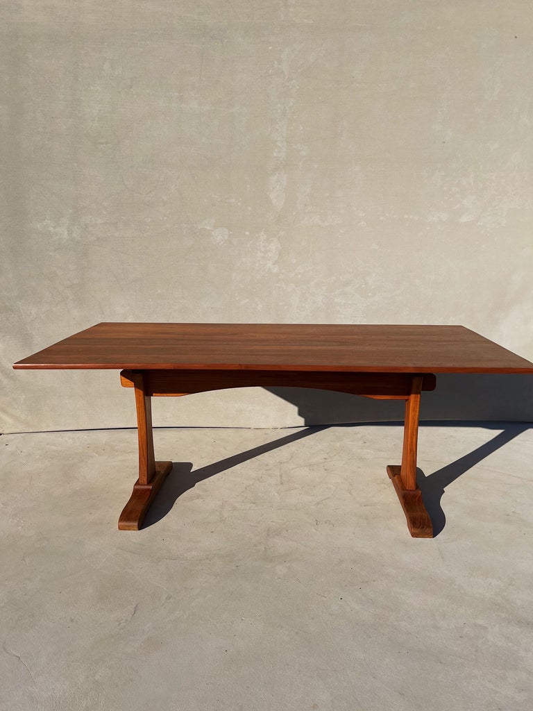 Vintage Modern Walnut Wood Rectangular Dining Table at 1stDibs