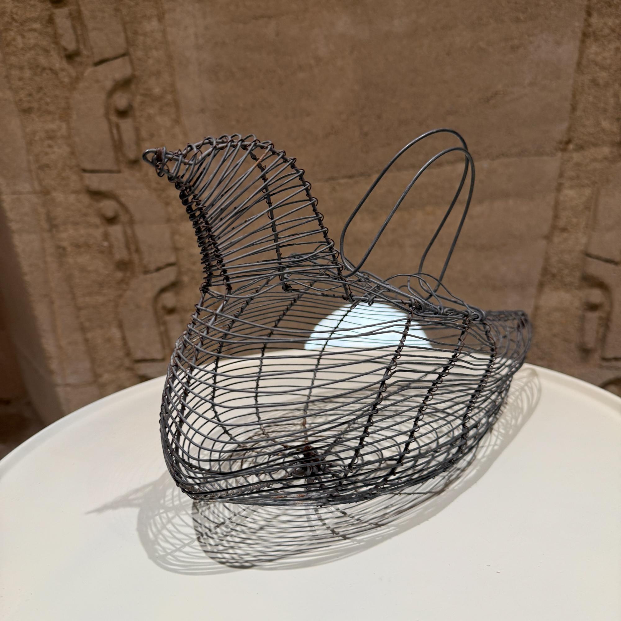 Vintage Modern Wire Chicken-Shaped Egg Basket For Sale at 1stDibs