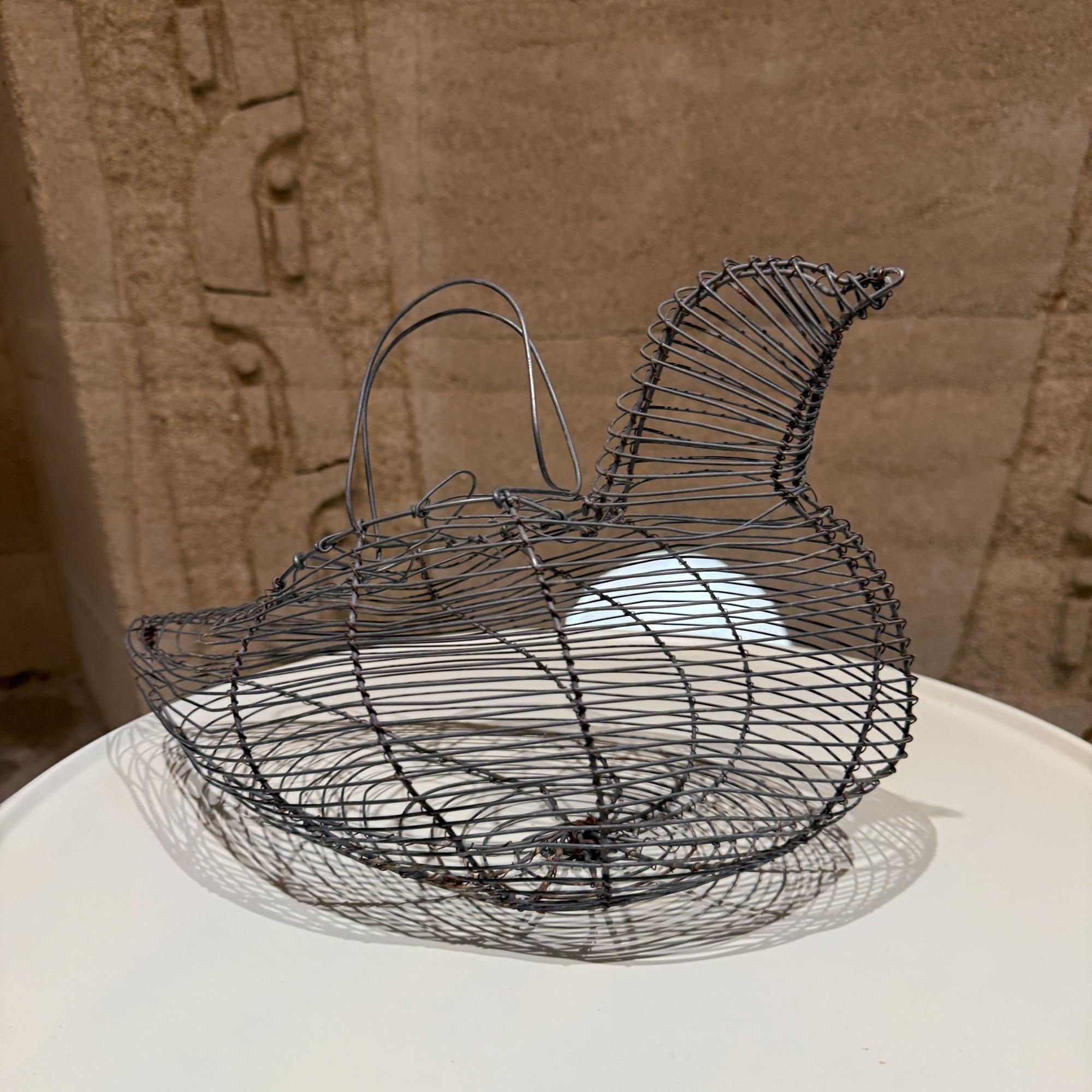 Vintage Modern Wire Chicken-Shaped Egg Basket For Sale at 1stDibs