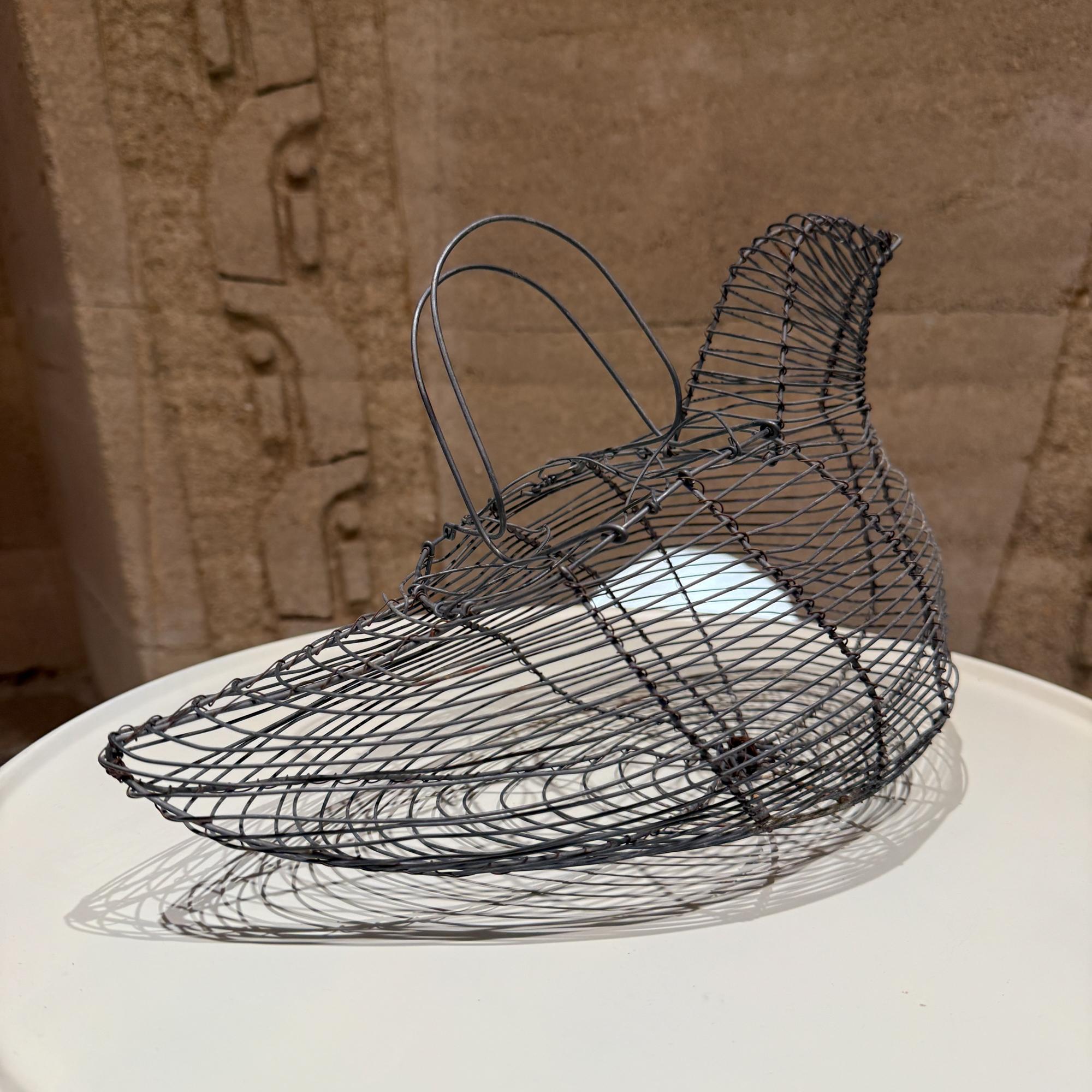 Vintage Modern Wire Chicken-Shaped Egg Basket For Sale at 1stDibs