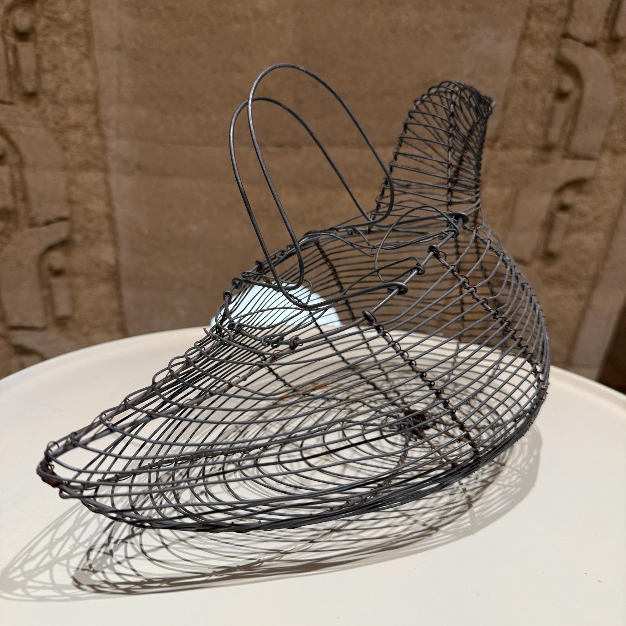 Vintage Modern Wire Chicken-Shaped Egg Basket For Sale at 1stDibs