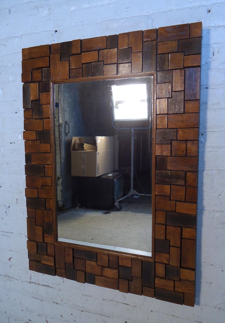 Vintage Modern Wood Slab Mirror For Sale at 1stDibs