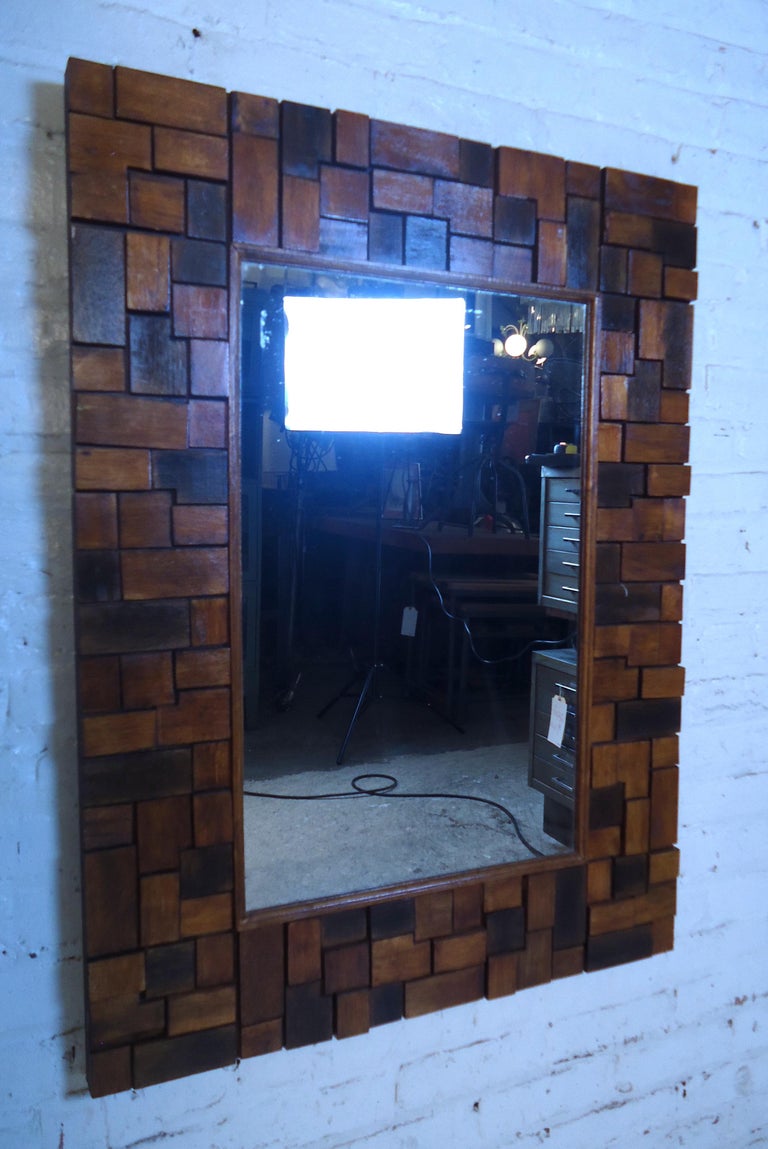Vintage Modern Wood Slab Mirror For Sale at 1stDibs